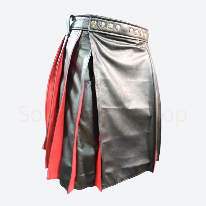 Greek Spartan Warrior Black Leather Kilt Soldiers Larp - Spartan Cosplay