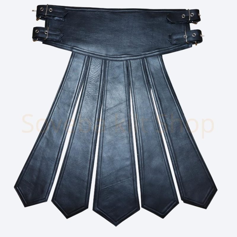 Greek Spartan Warrior Black Leather Kilt Soldiers Larp - Spartan Cosplay
