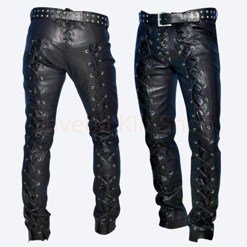 Lace Up Pants | Lace Up Front Leather Pant For Mens