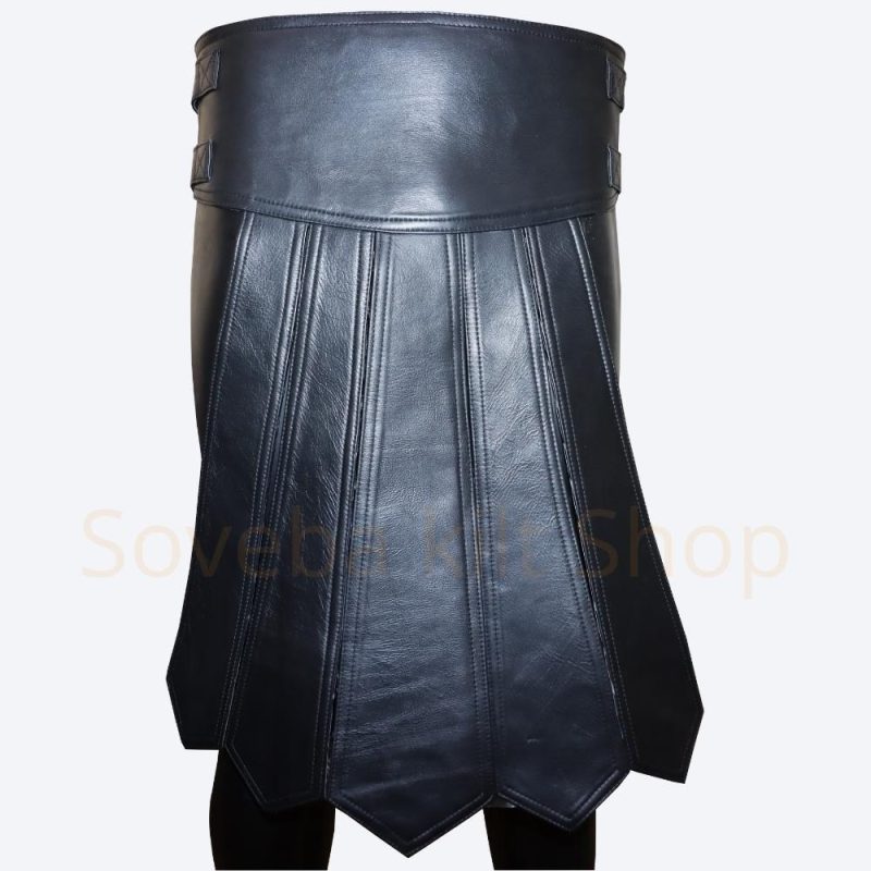 Greek Spartan Warrior Black Leather Kilt Soldiers Larp - Spartan Cosplay