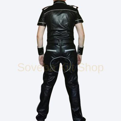 Black Leather Uniform - Real Leather Made Uniform - Soveba Kilt Shop