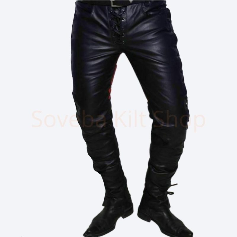 Lace Up Leather Pant For Men | Native High Quality Pants