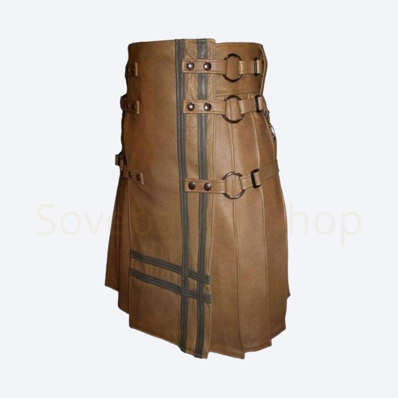 Greek Spartan Warrior Black Leather Kilt Soldiers Larp - Spartan Cosplay
