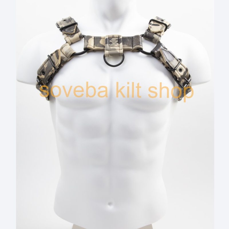 Mens Leather Shoulder Harness - Camo / Army Style Shoulder Harness