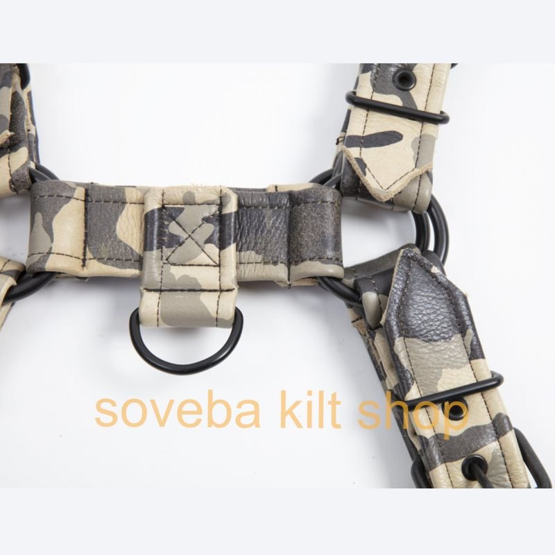 Mens Leather Shoulder Harness - Camo / Army Style Shoulder Harness