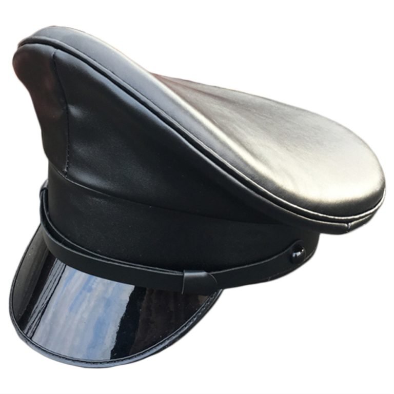 Leather Garrison And Police Cap - All Leather Hats And Caps