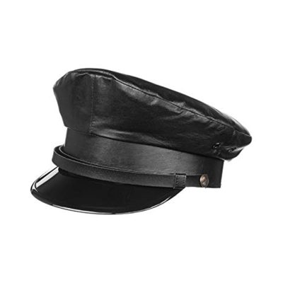 Leather Garrison And Police Cap - All Leather Hats And Caps
