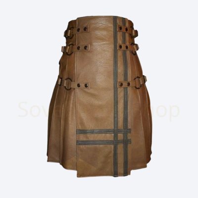 Greek Spartan Warrior Black Leather Kilt Soldiers Larp - Spartan Cosplay