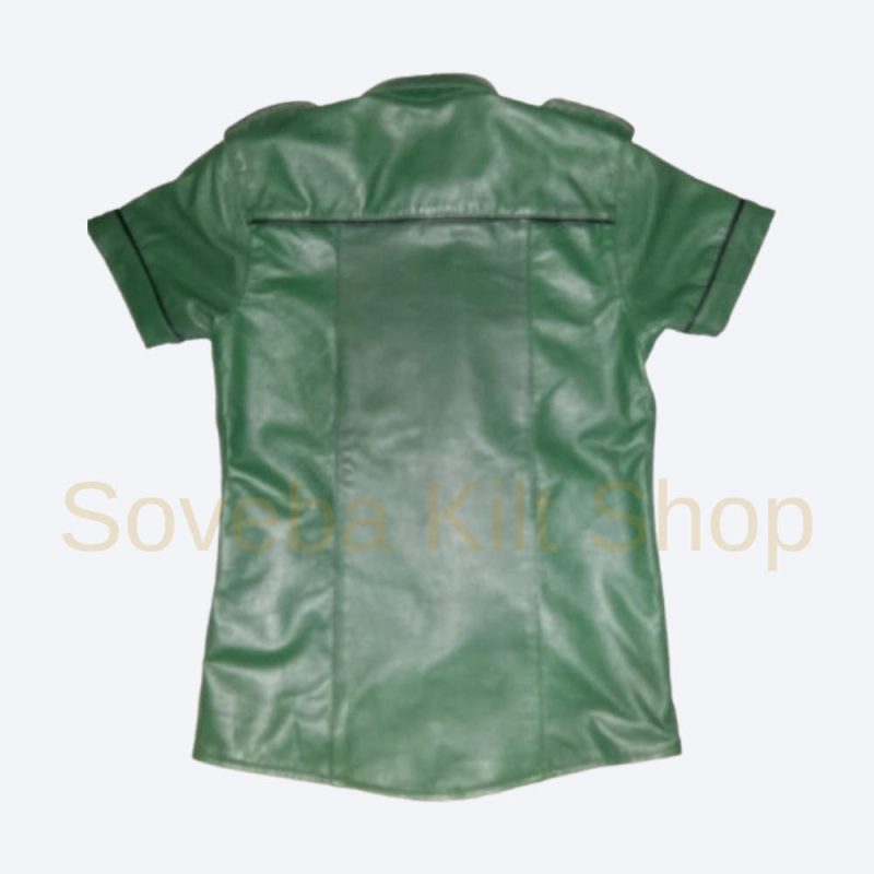 Black And Grey Leather police, Uniform Shirt - Soveba Kilt Shop