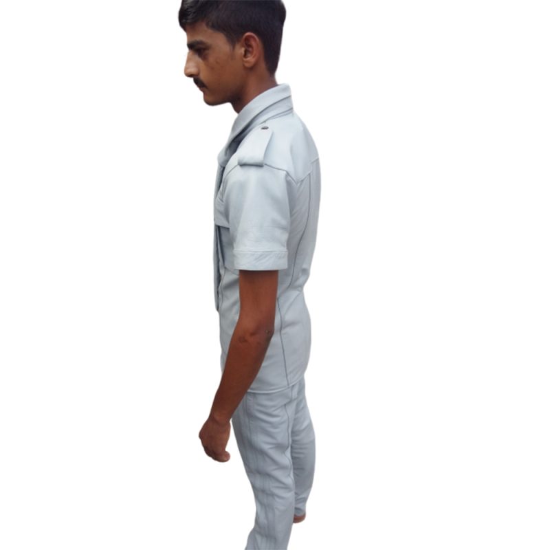 Leather Police Uniform In Grey Color - Soveba Kilt Shop