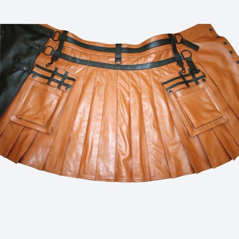 Gothic Steam Punk Rave Hybrid Leather Kilt For Men - Scottish Leather Kilts