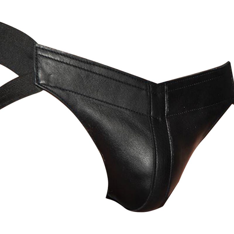 Mens Black Leather Jock - Lambskin Leather Made Jock For Men