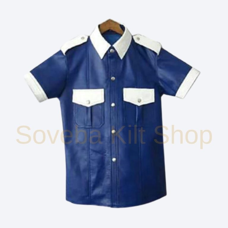 Black Leather Police Shirt - Half Sleeves Police, Uniform Shirt ...