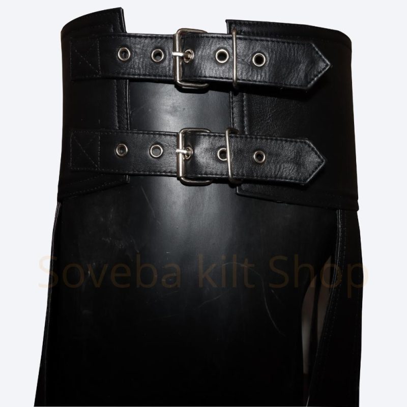 Greek Spartan Warrior Black Leather Kilt Soldiers Larp - Spartan Cosplay