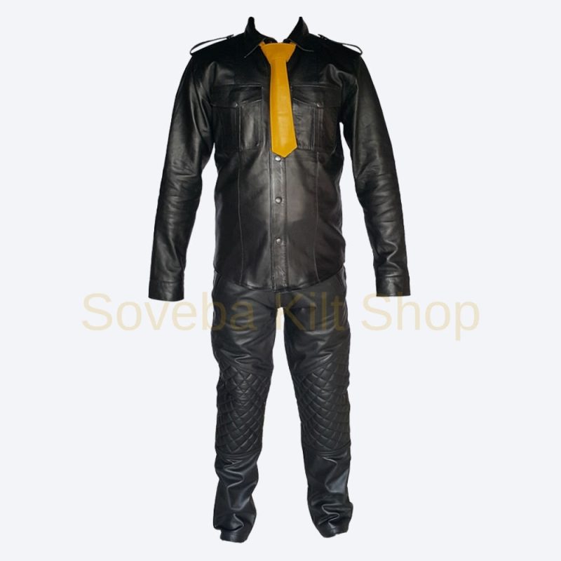 Quilted Leather Uniform For Men - Remarkable Style - Soveba Kilt Shop