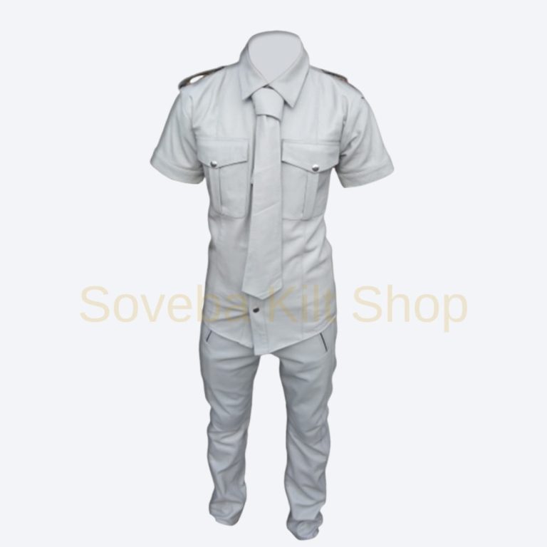 Leather Police Uniform In Grey Color - Soveba Kilt Shop