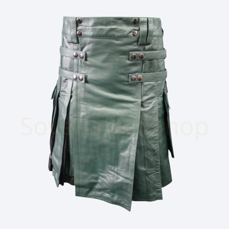 Greek Spartan Warrior Black Leather Kilt Soldiers Larp - Spartan Cosplay