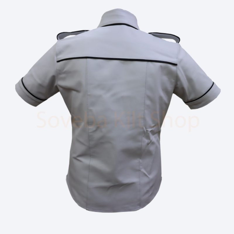 Black And Grey Leather police, Uniform Shirt - Soveba Kilt Shop