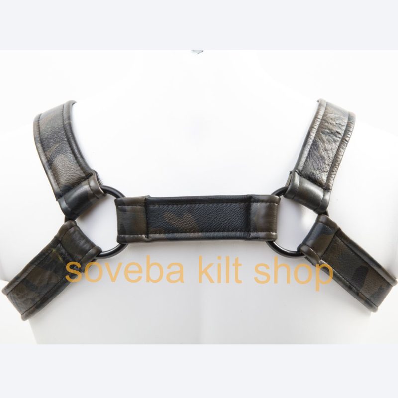 Camo Leather Harness For Men - Army Style Leather Made Harness