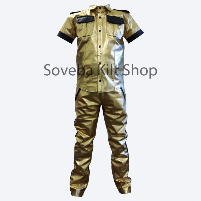 Golden Leather Uniform For Men | Party Wear Leather Uniform