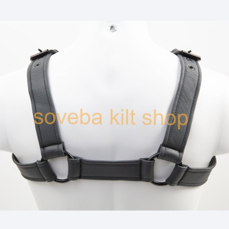 Grey Color Leather Harness For Men - Chest And Shoulder Harness