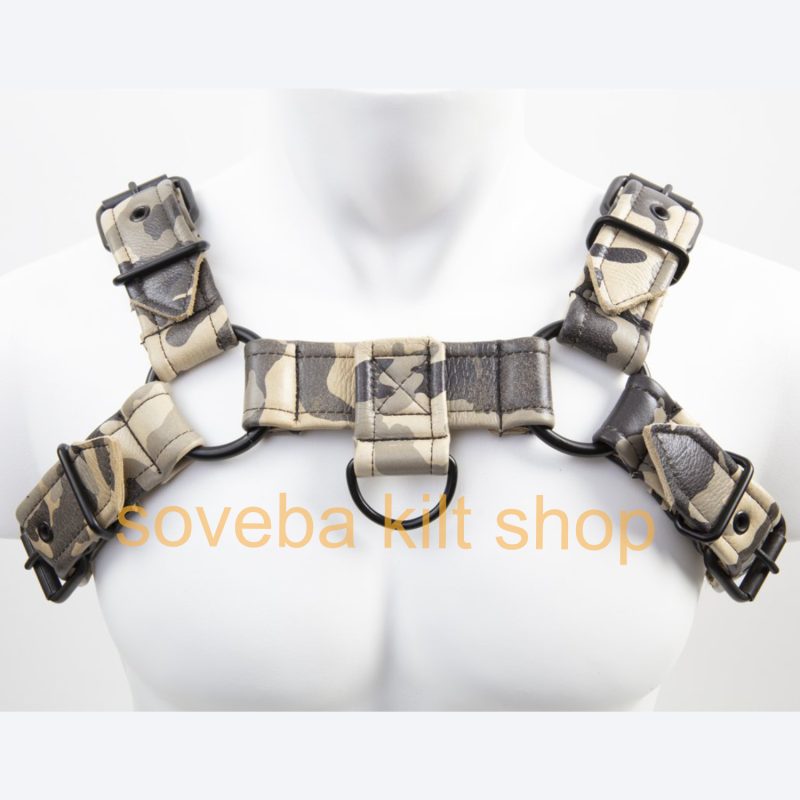 Mens Leather Shoulder Harness - Camo / Army Style Shoulder Harness