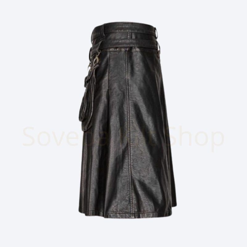 Mens Gothic Leather Kilt - Gothic Steampunk Rave Kilts