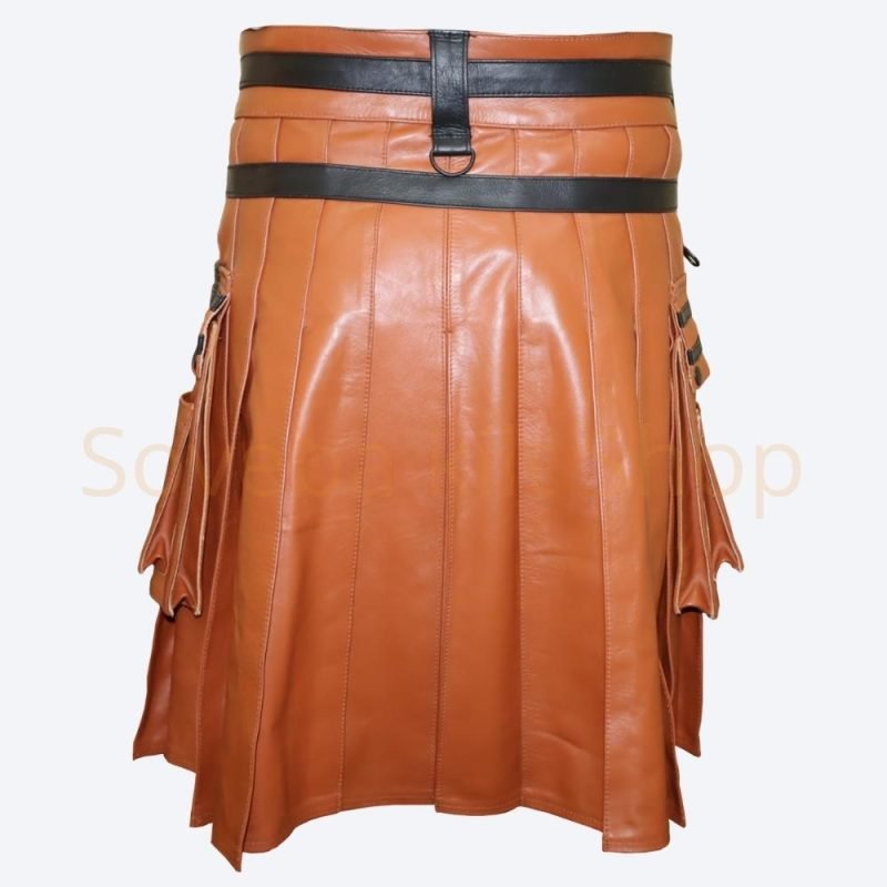 Gothic Steam Punk Rave Hybrid Leather Kilt For Men - Scottish Leather Kilts