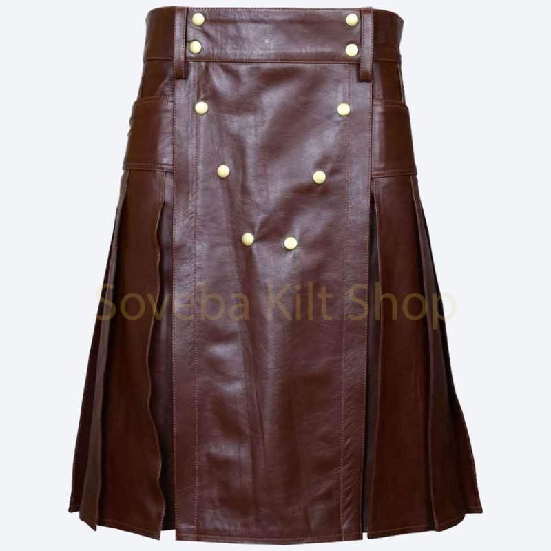 Leather Kilt For Men | Scottish wear Cosplay Leather Kilt