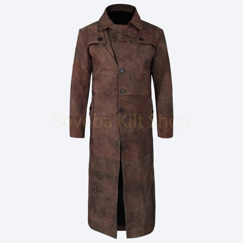 Mens Suede Leather Duster Coat