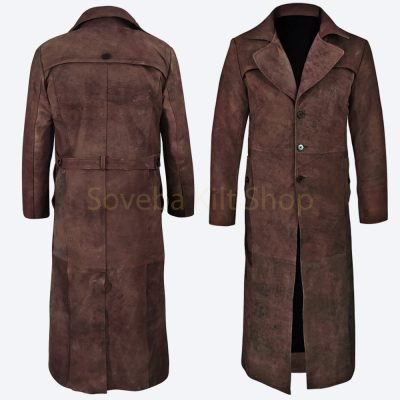 Mens Suede Leather Duster Coat
